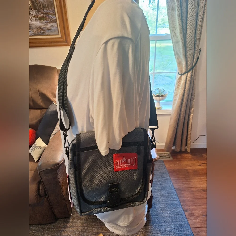 Manhattan Portage | Bags | Black And Gray Messenger Bag | Poshmark